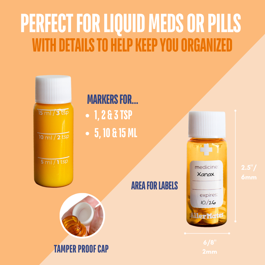 AllerMates Three Pack of Travel Sized Mini Bottles for Liquid Medicines